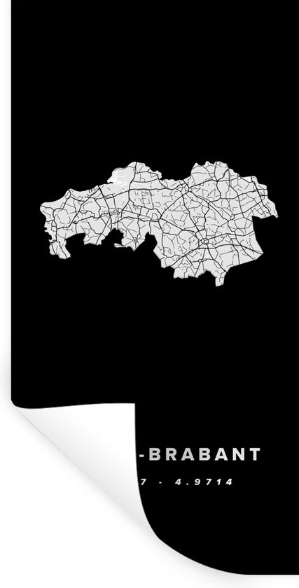 Stickers muraux - Film autocollant - Brabant du Nord - Zwart - Carte ...