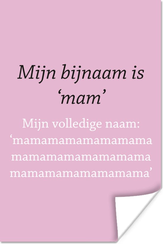Grappige quote voor Moederdag mamamamamamamama roze poster poster 60x90 ...