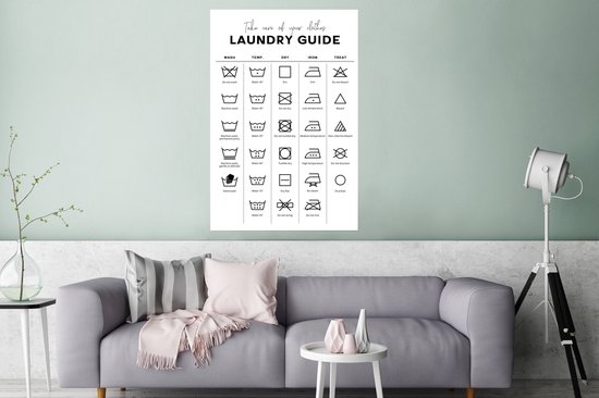 Poster Wasvoorschriften - Wasmachine - Symbolen - 80x120 cm | bol