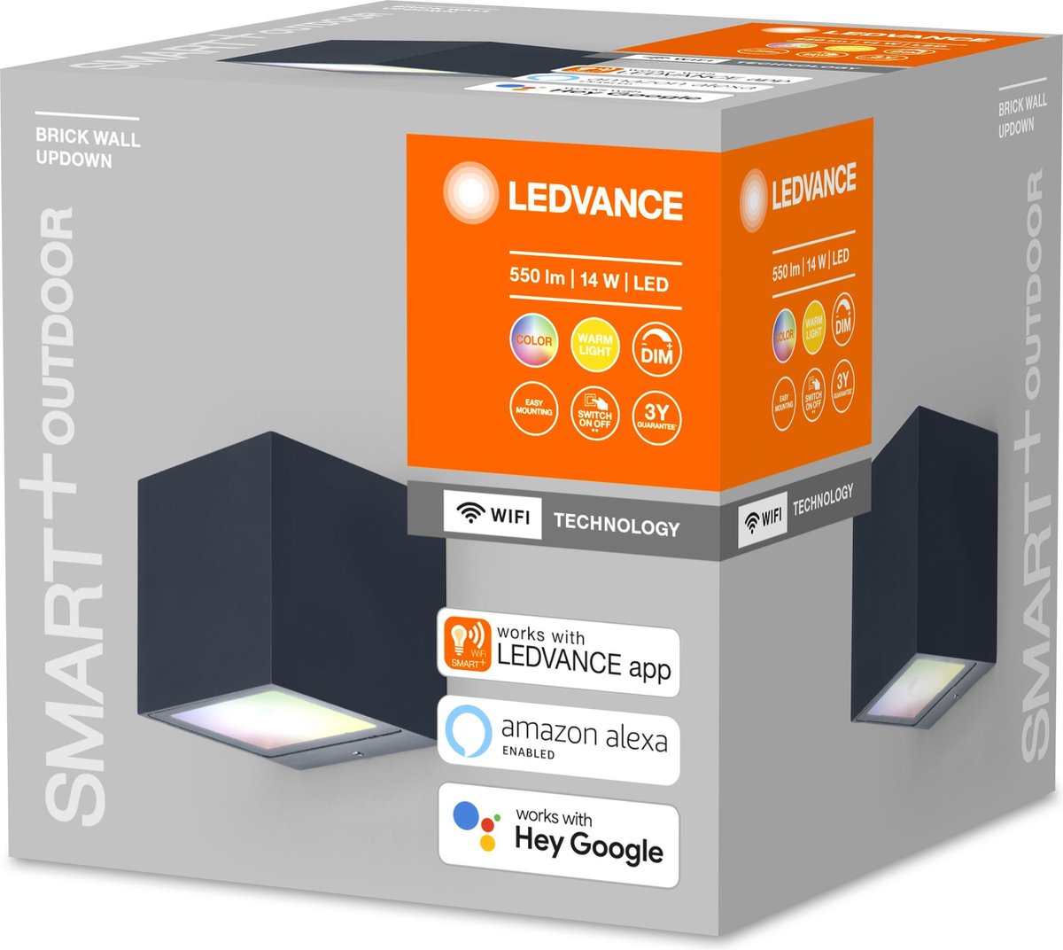 Ledvance Smart+ WiFi LED Wandlamp Buitenverlichting Brick Donker Grijs ...