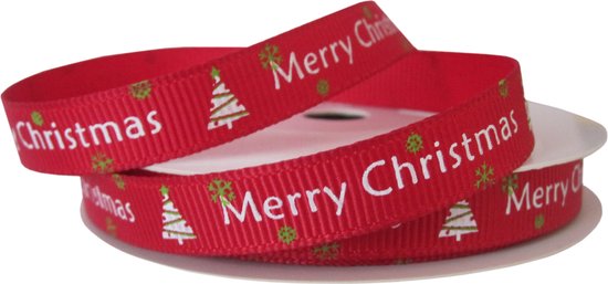 Kerst Lint 10mm (1cm) | Merry Christmas Kerstboom| Grosgrain Ripsband ...