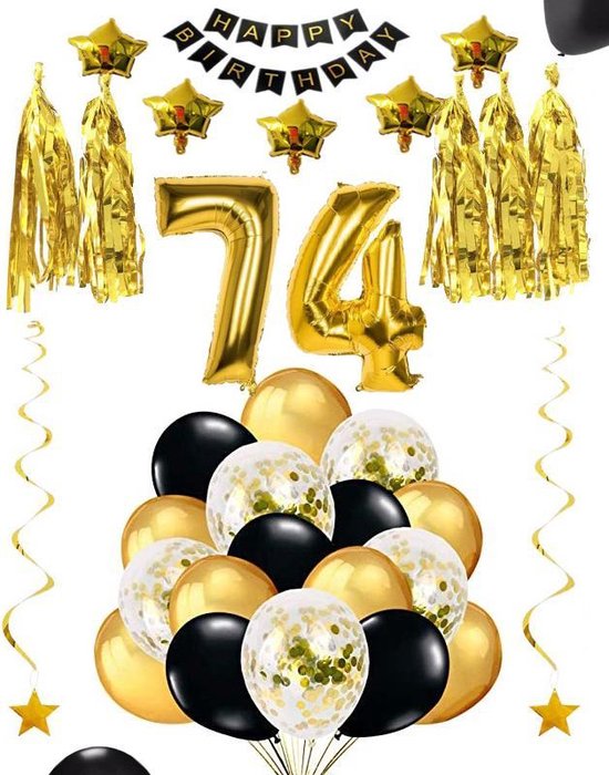 74 jaar verjaardag feest pakket Versiering Ballonnen voor feest 74 jaar ...