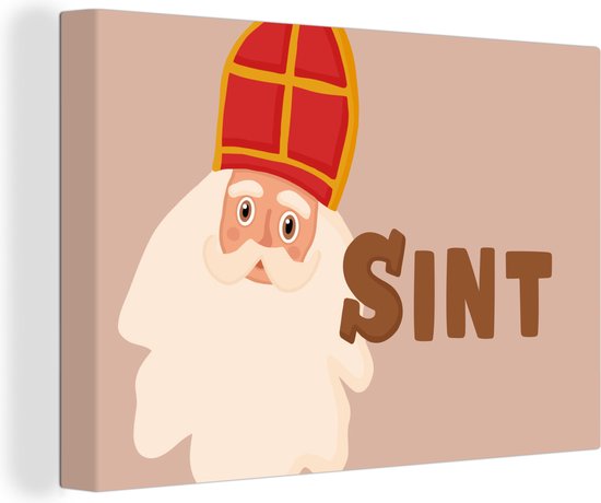 Canvas schilderij 140x90 cm - Wanddecoratie Sinterklaas - Chocolade ...