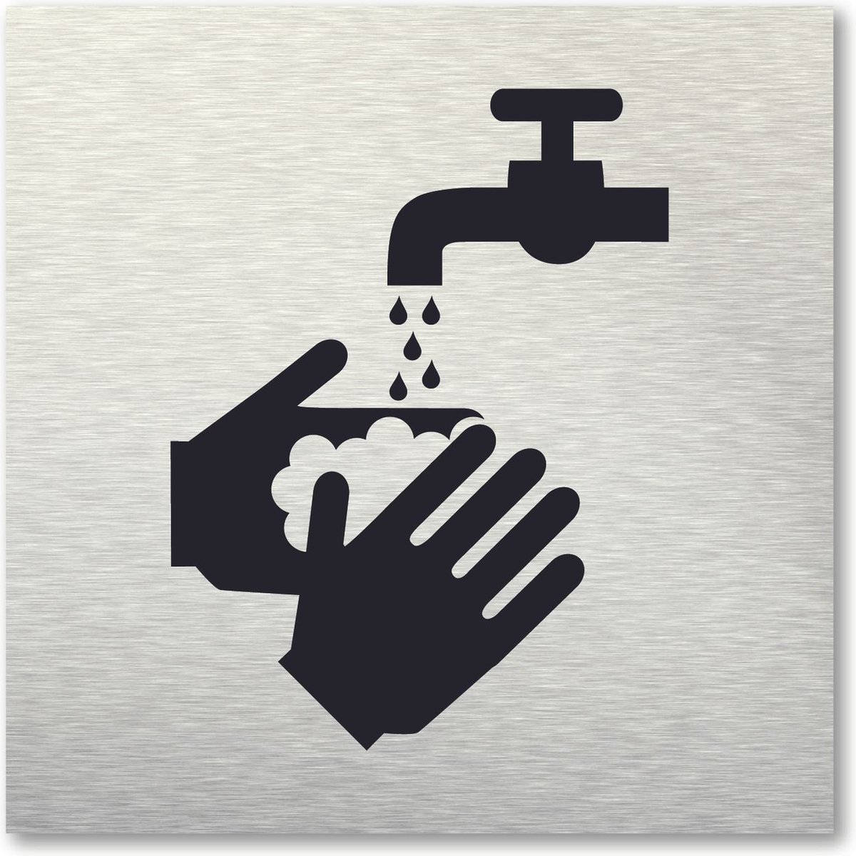 Pictogram Handen wassen - aluminum rvs look - deurbordje - 10 x 10 cm ...