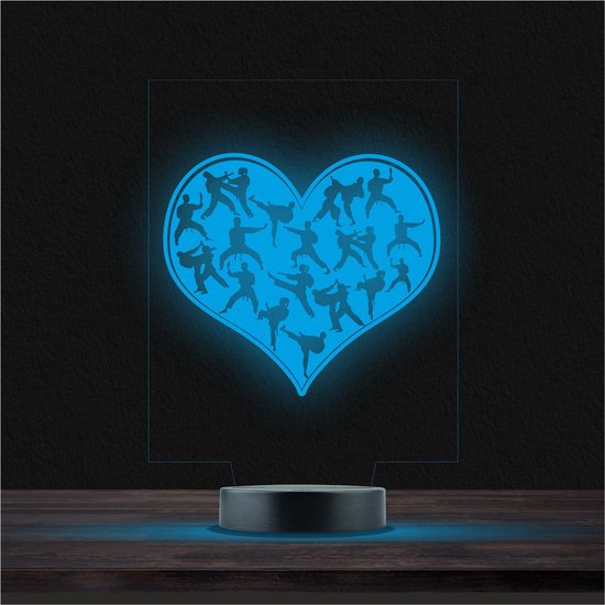 Led Lamp Met Gravering - RGB 7 Kleuren - Hart Karate | bol