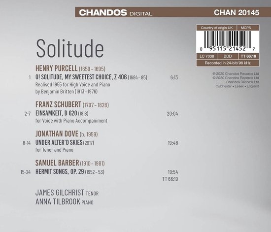 James Gilchrist Anna Tilbrook - Solitude (CD), Anna Tilbrook | CD ...