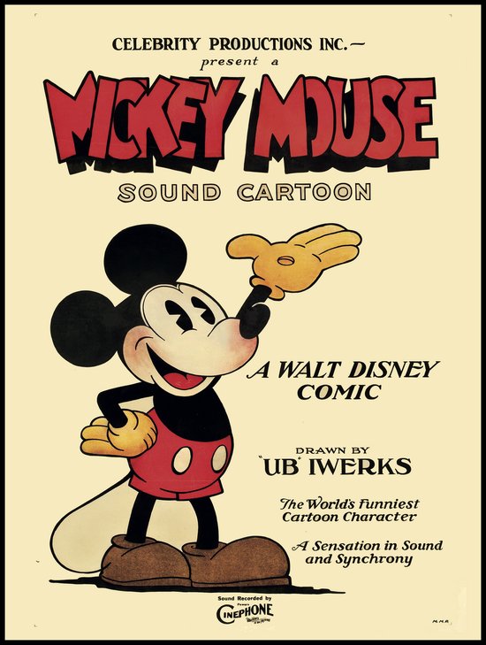 Vintage Poster Mickey Mouse - A3 - 40x30 - Disney - Kleur - Stripfiguur ...