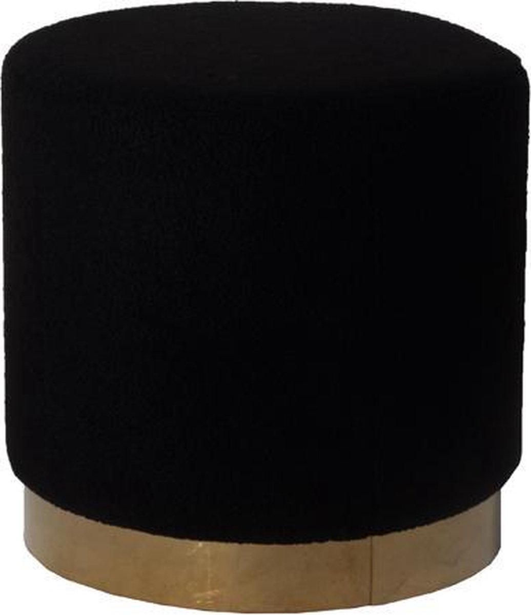 Teddy Poef Zwart - Met Gouden Onderstel - Poef Quinty - Giga Meubel ...