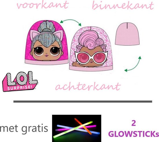 LOL Surprise Reversible Muts | Roze | Met 2 Gratis Glowsticks | Muts op ...