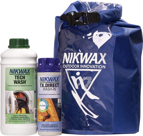 Nikwax Twin Tech Wash 1L & Tx.Direct 300ml - 2-Pack + Extra Dry Bag 10L ...
