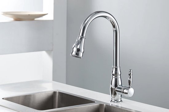 Keukenkraan met uittrekbare sproeikop CHROOM mengkraan Italiaans design Rural OMNITAIR | bol.com