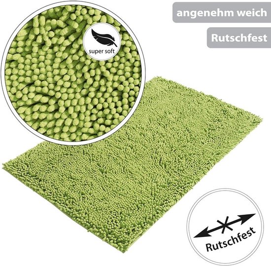 Zachte Chenille Badmat Groen (60x100 cm) • Antislip & Wasbaar • Super ...