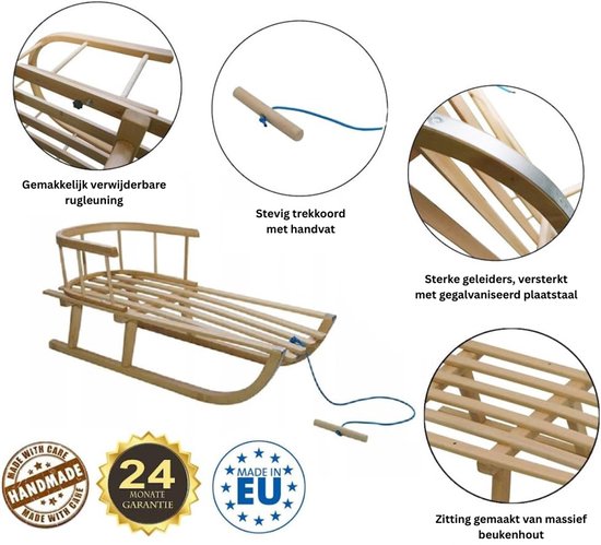 Slee met Rugleuning - Houten met Zitje - Kinderen en Volwassenen | bol