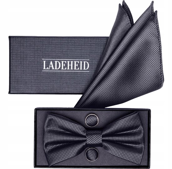 Ladeheid Heren Set: Strik, Pochet & Manchetknopen - Elegant Zwart | bol