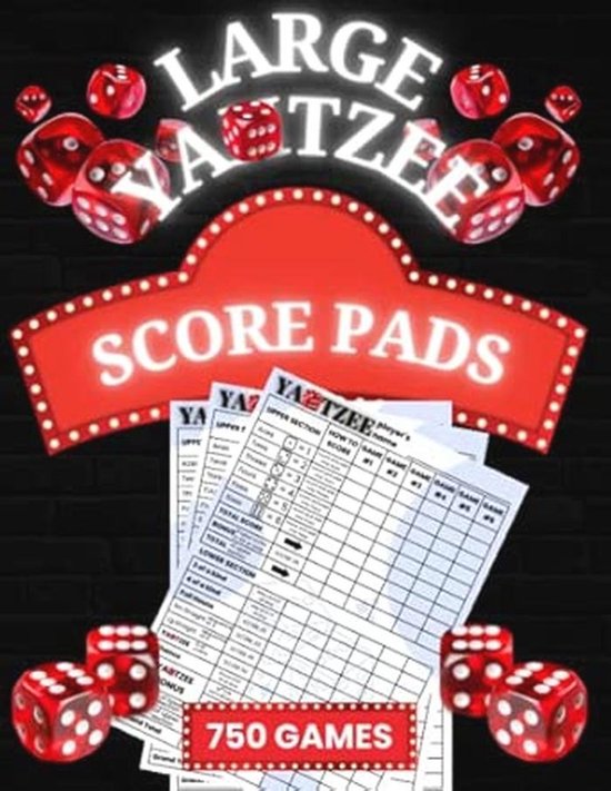 Grote Yatzee Score Pads: 125 Scorebladen met Groot Afdruk 8.5 x 11 inch ...