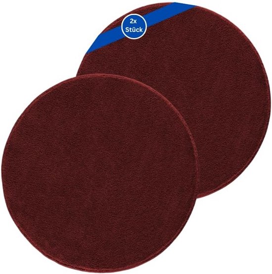 Ronde Antislip Badmatten Set van 2 - Wasbaar Badkamertapijt Rood | bol