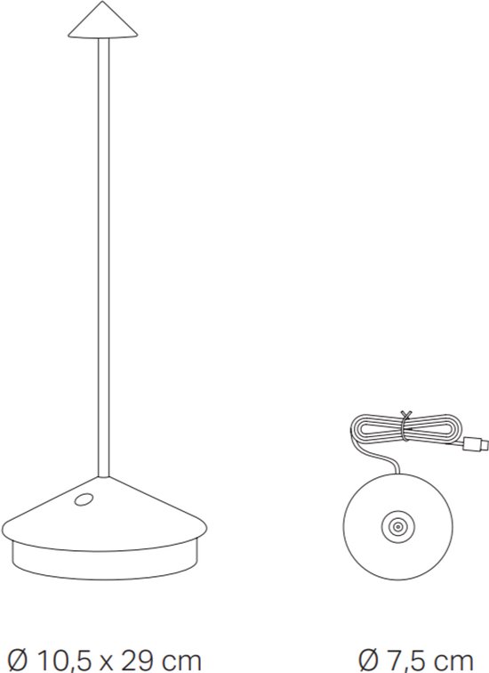 Pina Pro Bronze LED tafellamp, oplaadbaar en dimbaar - 2,2W, 2200-2700 ...