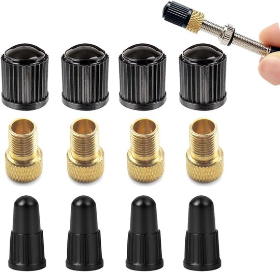Set van 12 Fietsventiel Adapters: Van Dunlop/Sclaverand naar Schrader ...