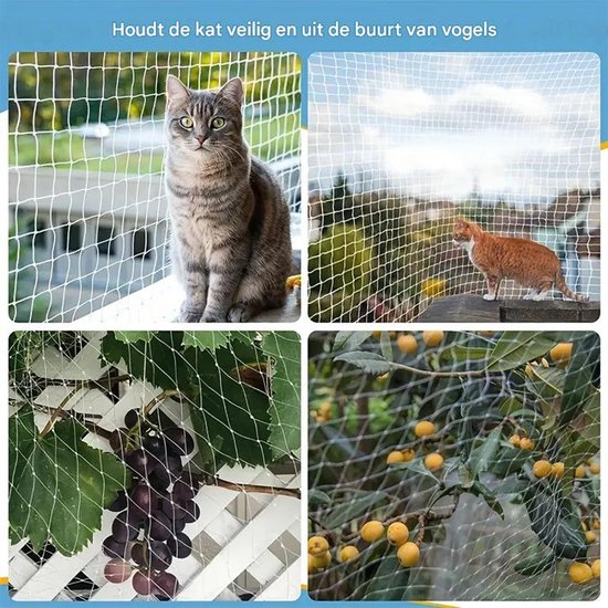 Gsedaox- Kattennet-3×8m Katten Balkonnet- Veiligheidsnet voor ...