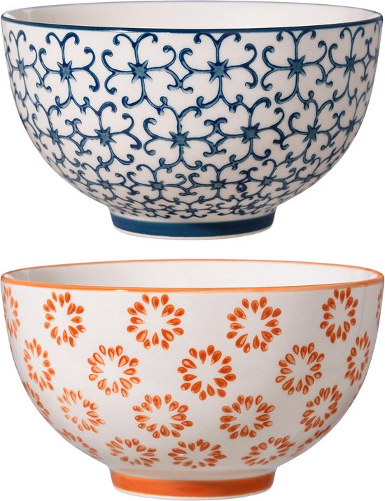 Set van 2 Keramische Schalen in Oranje en Saffierblauw | bol