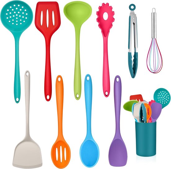 Stunq® Complete Silicoon Keukenhulpen Set met Houder voor Koken en ...