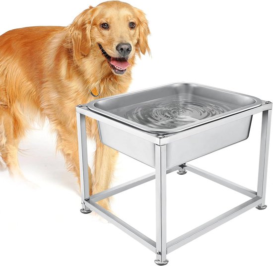 Verhoogde Hond Waterbak RVS 2 Liter met Anti-slip Standaard voor Grote ...