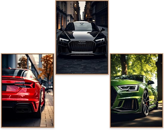 Set van 3 A3 Posters Auto's - Hoge Kwaliteit Fotoprint Wanddecoratie ...