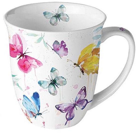 Witte Mok 0,4 liter met Vlinderdesign | bol