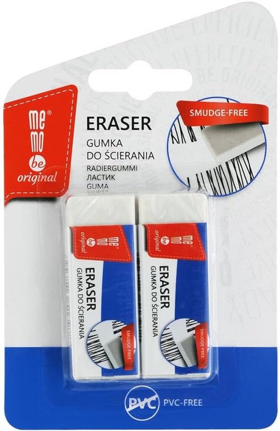 Gumset Basic - Set van 2 Witte Kunststof Gummen voor Potloden, Perfect ...
