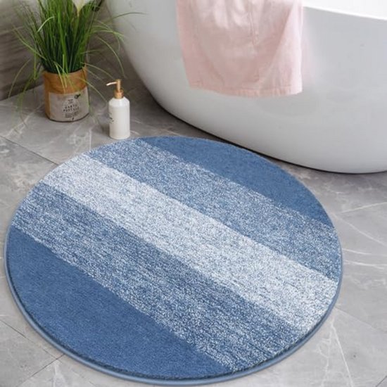 Ronde antislip badmat 90 cm - blauw, wasbaar en absorberend - perfect ...