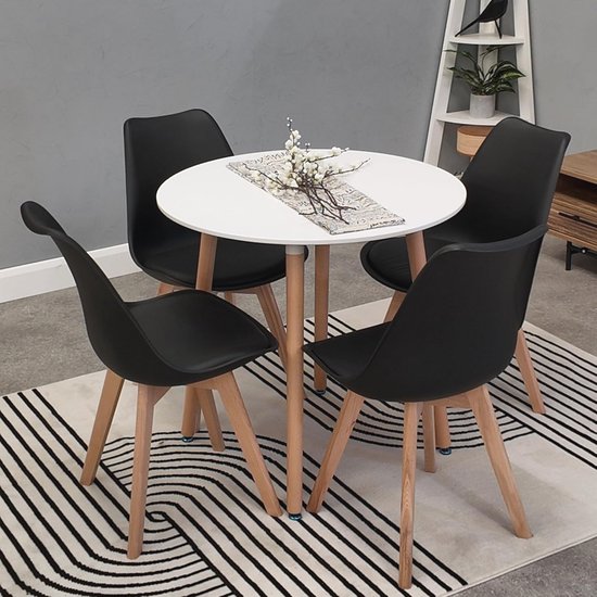 Eettafel met Ronde Tafel en 4 Stoelen Set | Modern Design | Padded ...