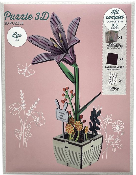 X-C10.2 TOY1153-004-3 Wooden 3D Puzzle Flower | bol