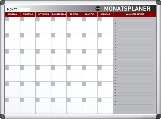 Maandelijks Planbord Magnetisch 60x45 cm - Beschrijfbaar en Uitwisbaar ...