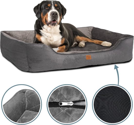 Hondenbed XL - Comfortabel Mand voor Honden en Katten met Rits - Grijs ...