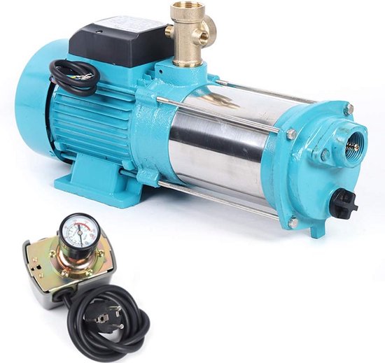 Krachtige Waterpomp 1300W met Manometer en Drukschakelaar voor Tuin en ...