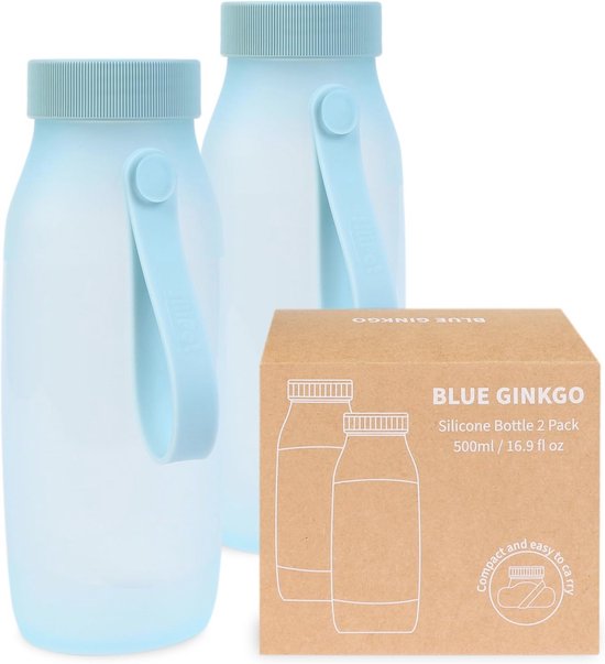 Opvouwbare waterflessen - 2-pack lichtgewicht siliconen flessen voor ...