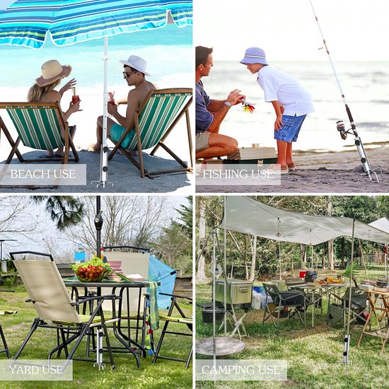Robuuste Parasolvoet XL met Strandscherm, Hanghaak en 4 Haringen ...