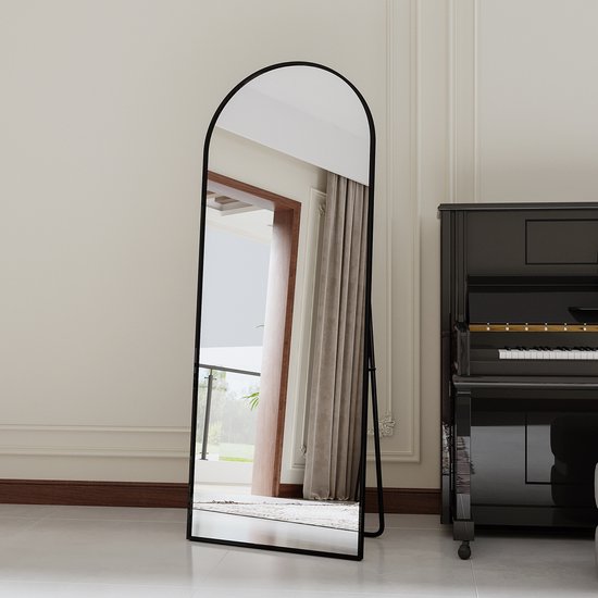 Boogvormige Staande Passpiegel – Full Body Spiegel met Aluminium Frame ...