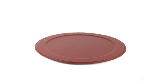 Dienblad| Rond - Robijnrood 46 cm diameter in leer afgewerkt | bol