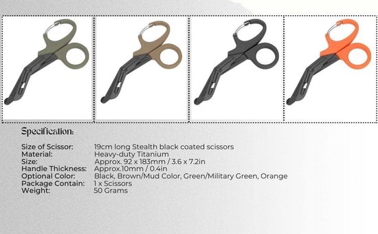 Titanium trauma schaar 19 cm - Gebogen zwart gecoat voor ...