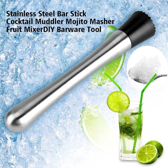 Stainless Steel Cocktail Muddler Masher Fruit Mixer for Crushing Mint ...