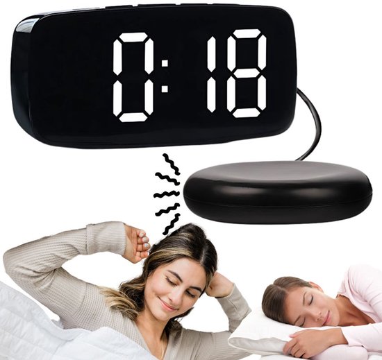Digitale Wekker LED - Trilwekker - Wekker slechthorenden - Wekker voor ...