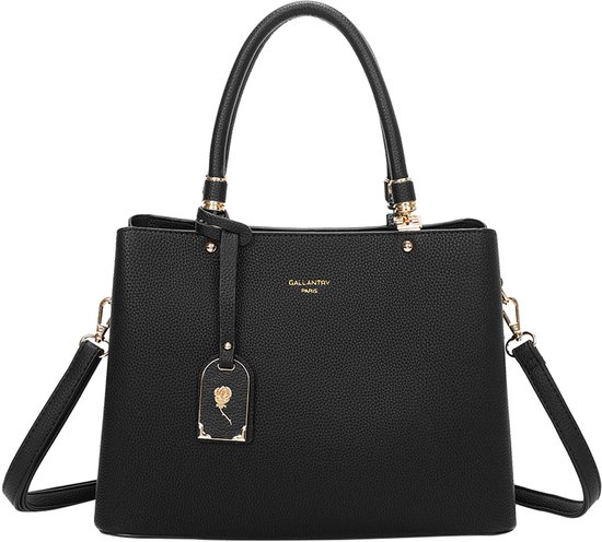 Gallantry, Vrouwen handtas met metallic bloem detail, Zwart | bol