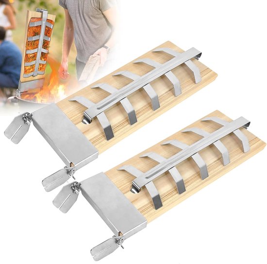 Vlamzalmplank Beukenhout met Standaard - Rookplank voor Grillen en ...