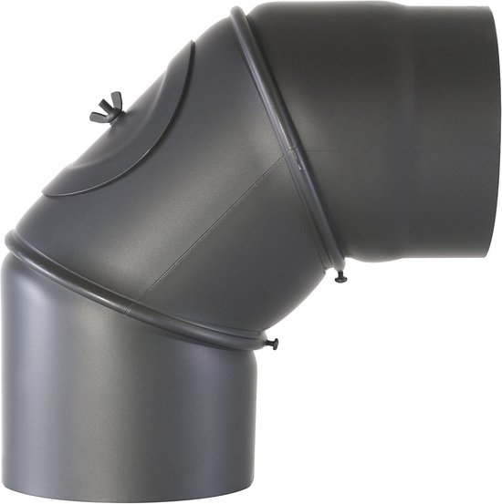 Zwarte 90 Graden Kachelpijp Hoek 150 mm met Senotherm Coating | bol