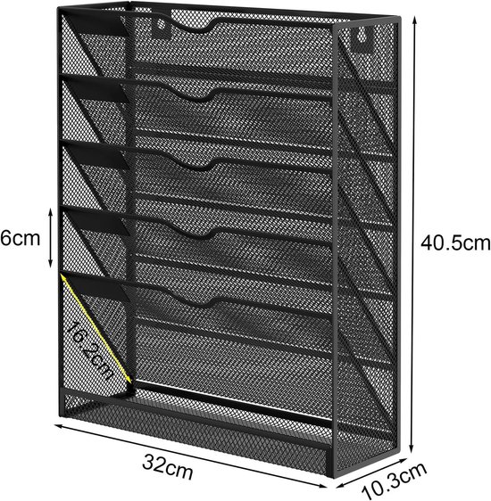Provento - Mesh wandmap met 6 niveaus voor mappen, brieven en ...
