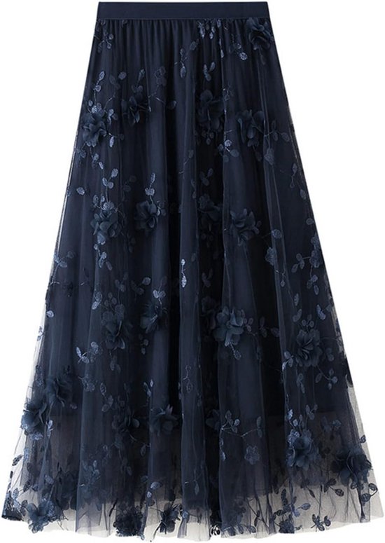 Maxirok voor Dames - Tule A-lijn met Elastische Taille - Lange Boho Rok ...