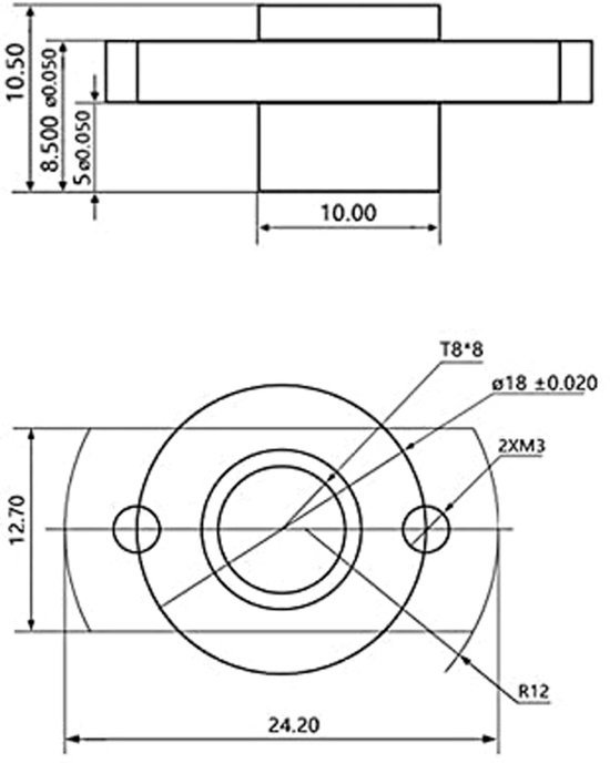 KARZO - 6 stuks T8 Lead Screw POM Moer 3D Printer Z-as Trapezium Motor ...
