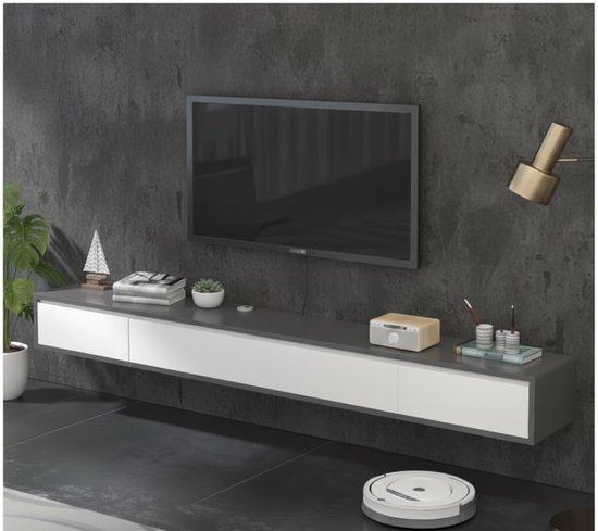 Schwebende TV-Meubel met 2 Lades en Kabelmanagement – Modern Wandmeubel ...