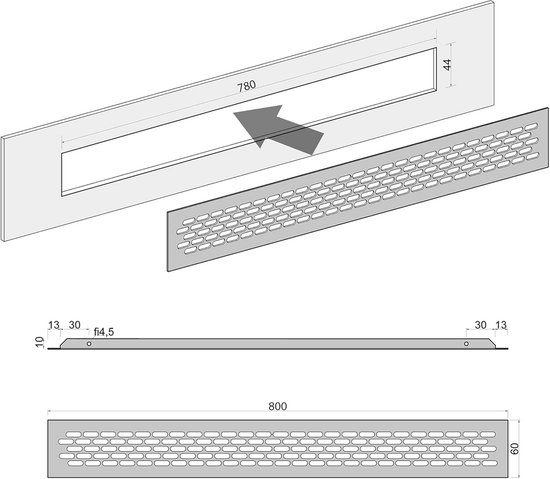 Ronde Aluminium Ventilatie Rooster - Rechthoekig - Inox - 24.5 x 6 cm ...